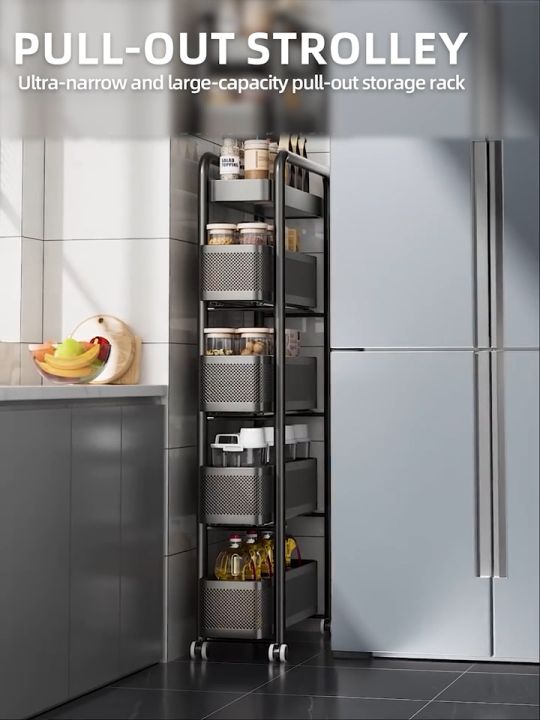 Pullable Storage Rack Trolley Cart Organizer Multi-Layer Storage Rack ...