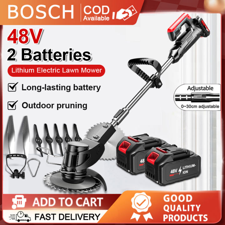 BOSCH Cordless Lawn Mower Rechargeable Electric Grass Cutter with ...