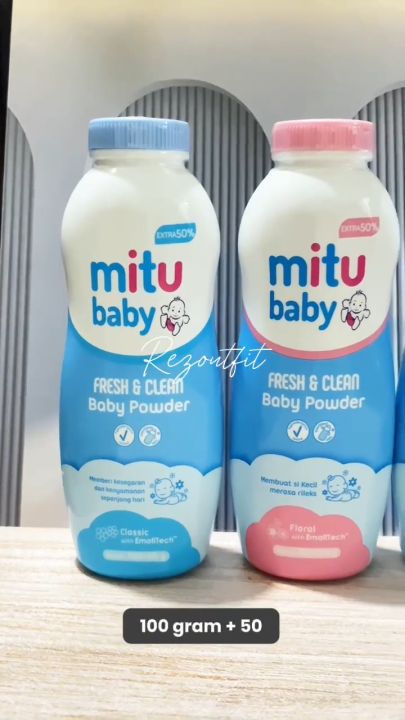 Mitu Baby Powder 200 gram / 100 gr / 50 gr Fresh & Clean Bedak Tabur ...