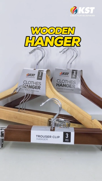 (Ready Stock) Hanger Wooden/Hanger Wooden Clip/Hanger Wooden Clothes ...