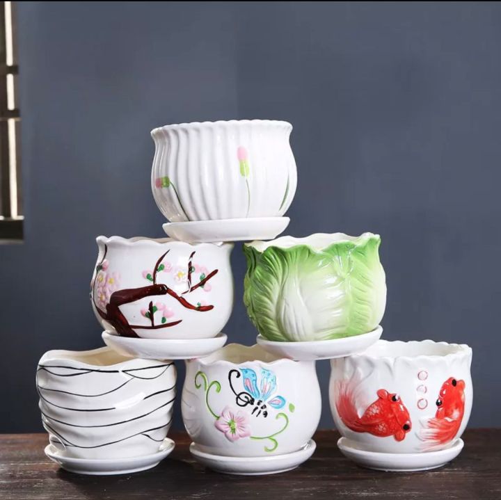 Ceramic Flower Pot with Saucer / Colourful Ceramic Flower Pot (Page 1/2 ...