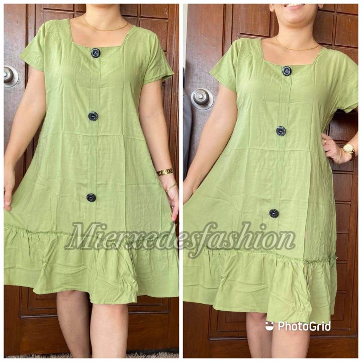 Elegant button dress challise clothing fit from medium to XL | Lazada PH