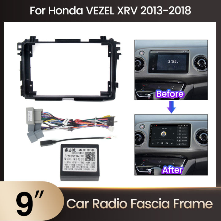 9 inch Car Radio Face Frame For Honda Vezel HR-V HRV HR V 2013-2021 Fascia Panel Mounting Head ...