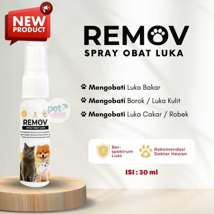 Remov Spray Obat Luka Kucing dan Anjing 30 ml Cepat Keringkan Bekas ...