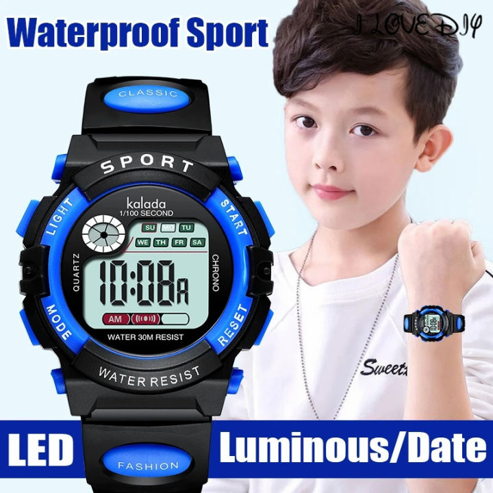 Kids Cute Cartoons Digital Dial LED Timing Luminous Electronic Sport ...