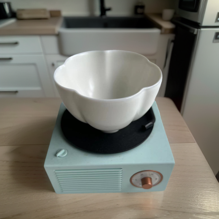 Snow white Ru porcelain cup has a beautiful plum-shaped mouth and a ...