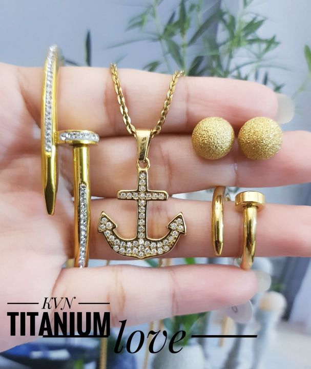 Set Perhiasan Titanium Terbaru Warna Gold Emas Import Awet Anti Karat ...