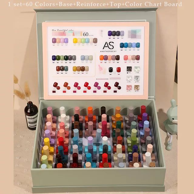 AS Gel Polish Set 60colors+3bottle free chart with box | Lazada PH