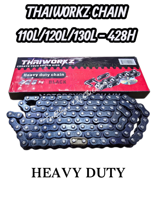 THAIWORKZ CHAIN 428 & 428H-110L/120L/130L SUPER HEAVY DUTY PLATES BLACK ...