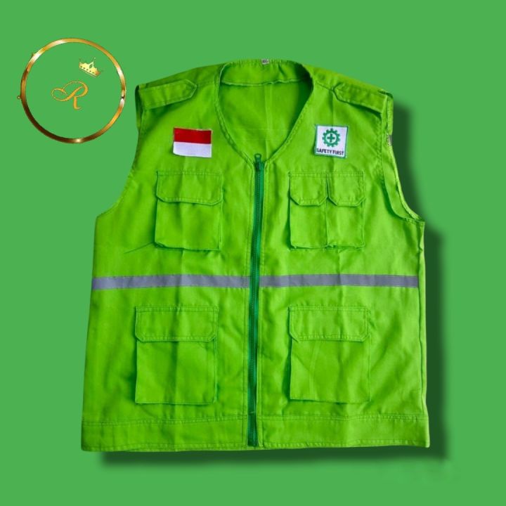 Rompi Safety K3 Vest Pria Kerja Proyek Bahan Drill + Logo | Lazada ...