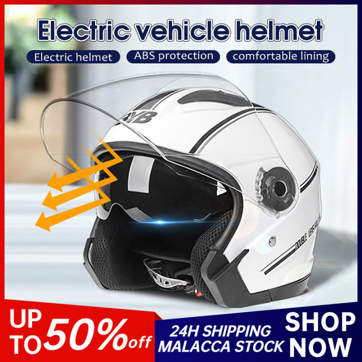 Motorcycle Helmet Half Face 55-60cm Head Size Scooter Motor Open Visor ...