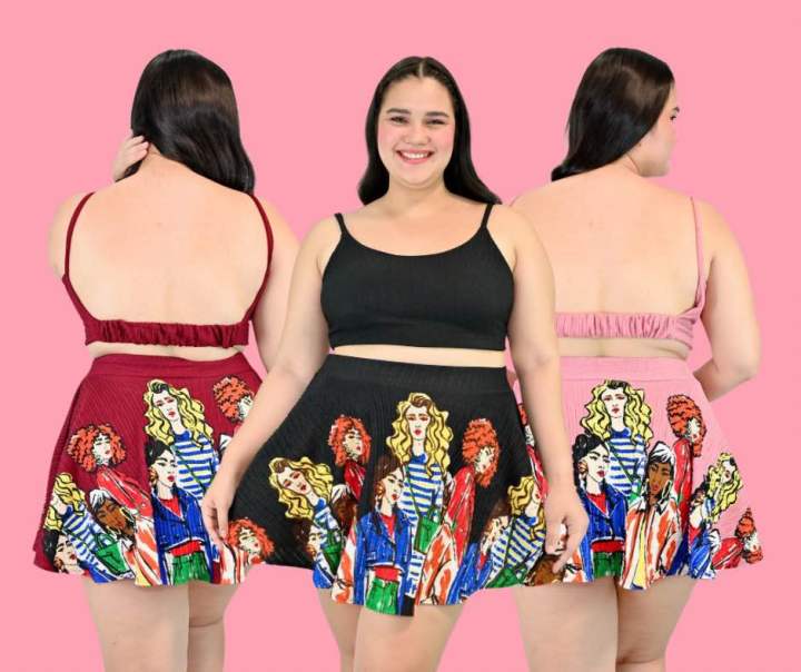 PLUS SIZE PATTY SKATER SKIRT W/ BIKINI TWO PIECE PADDED SWIMSUIT ...