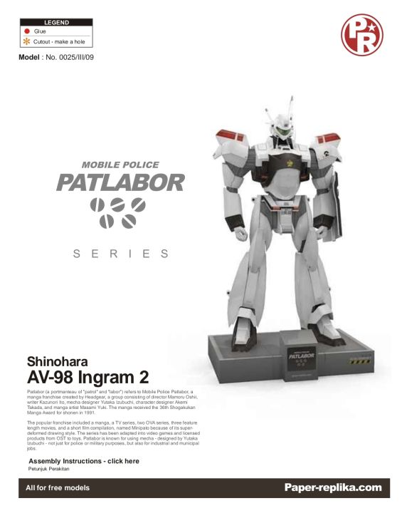 Papercraft Miniatur Patlabor pola kertas foto A4 | Lazada Indonesia