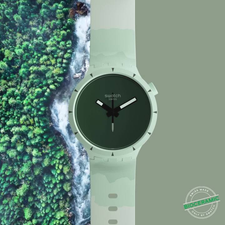 Swatch Big Bold Bioceramic BASALT SB03B110 Black Silicone Strap Watch ...