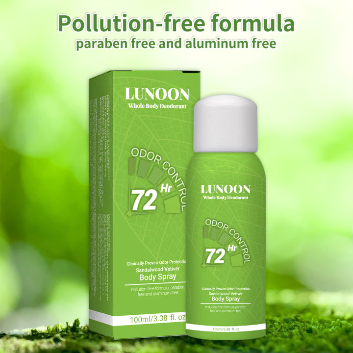 LUNOON 100ml 72-Hour Whole Body Deodorant Spray Suitable for Underarms ...