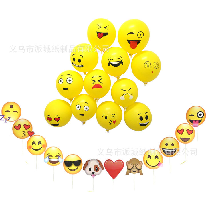 12-Piece Set Smiley Face Facial Expression Photo Props Emoji Birthday ...