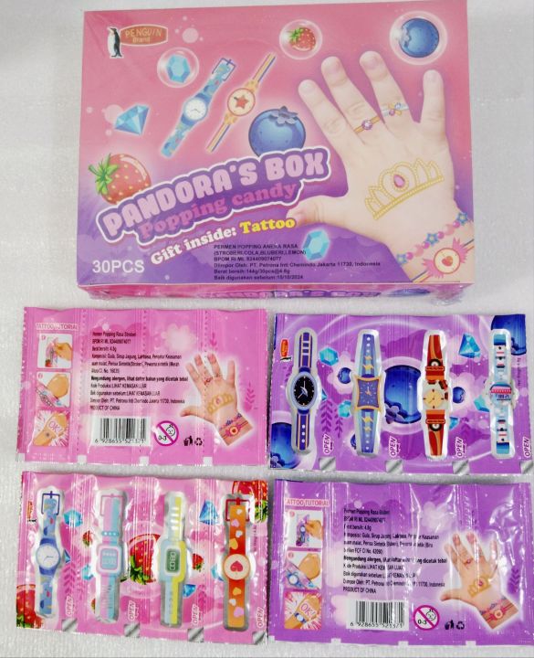 Permen popping candy/permen serbuk pletek-pletek berhadiah stiker jam ...