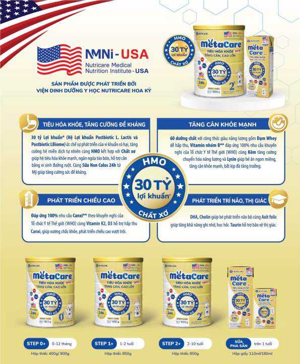 Sữa Nutricare Metacare OPTI lon 850g - Tiêu hoá khoẻ, tăng cân cao lớn | Lazada.vn