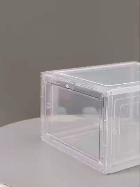 Clear Acrylic Shoe Box Organizer with Magnetic Door, Dustproof ...