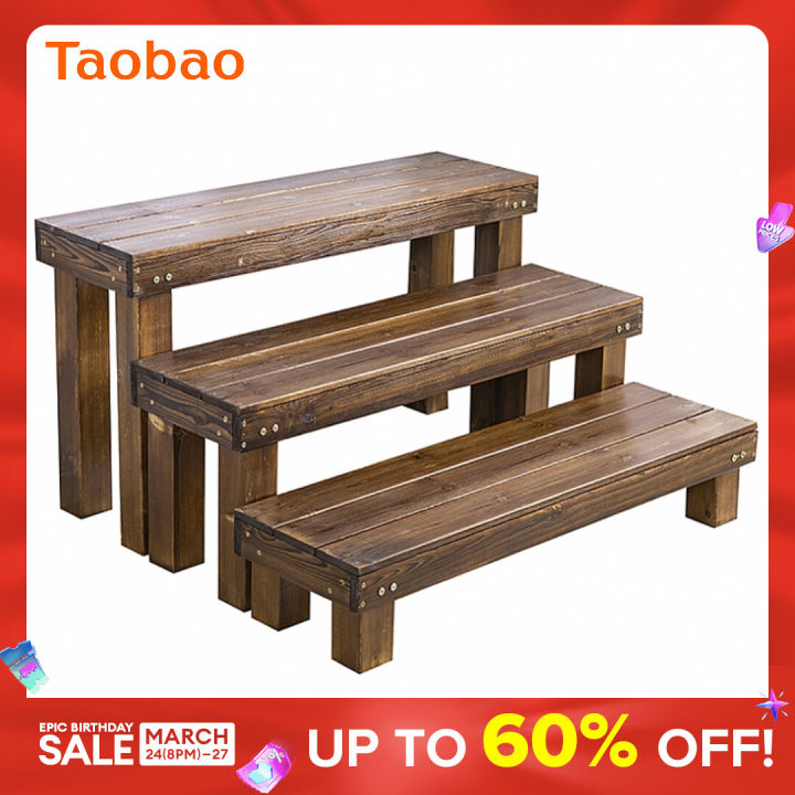 Anti-Corrosion Solid Wood Step Flower Stand Multi-Layer Ladder Indoor ...