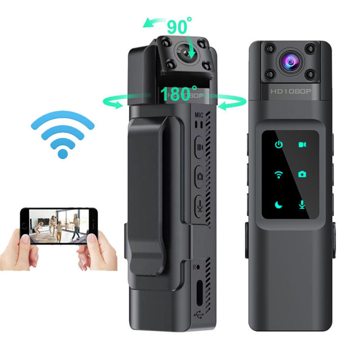 WIFI Body Camera Rotatable Lens 1080P Full HD Remote Viewing Night ...
