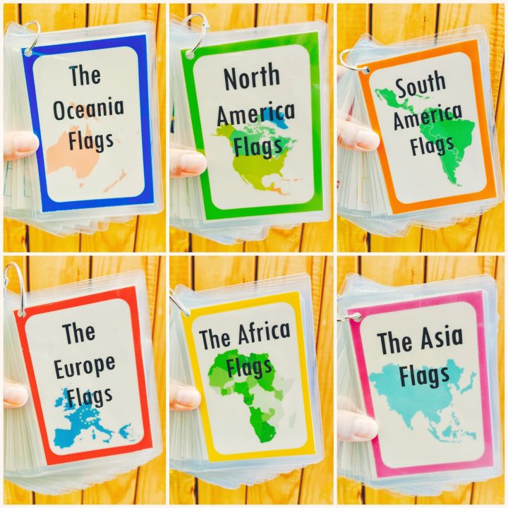 World Flags and capitals complete set per continents laminated in 250 ...
