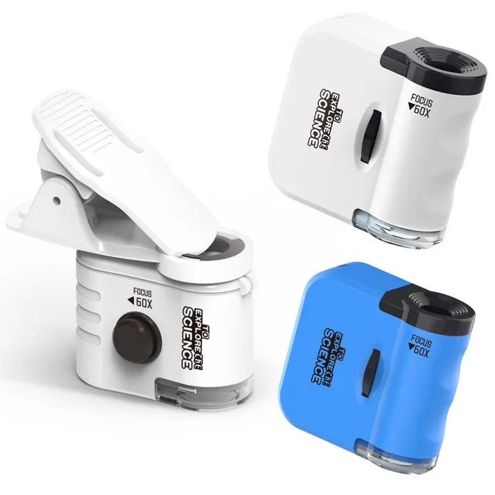 Portable 60X MicroMini Microscope with UV and LED Light for Kids and ...