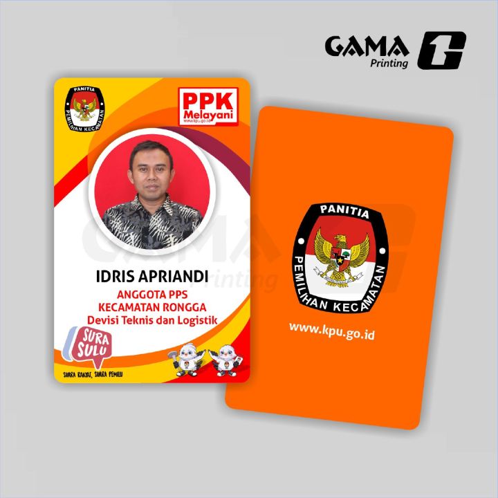 Cetak Kartu ID Card PPK Kecamatan Bahan PVC Tebal Sehari Jadi Bisa ...