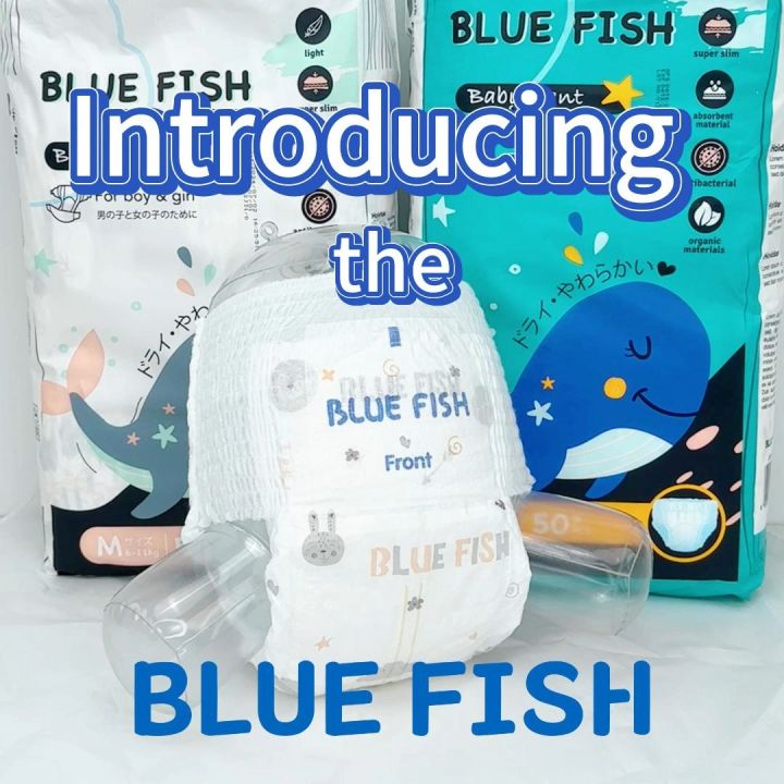 Blue Fish Baby diaper 50 PCS Unisex Ultra thin and dry Breathable ...