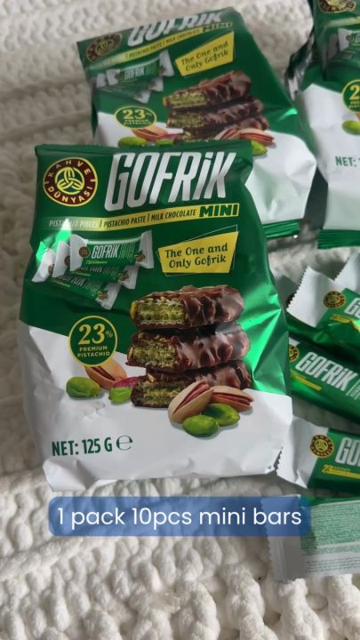 Gofrik 125g Pack Waffle Milk & Dark Chocolate Pistachio Paste Wafer ...