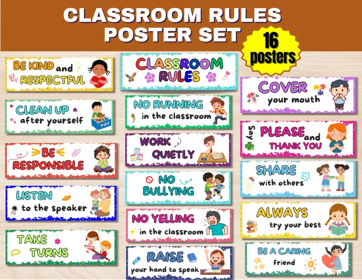 Classroom Rules Poster Set Laminated 16 pcs | Lazada PH