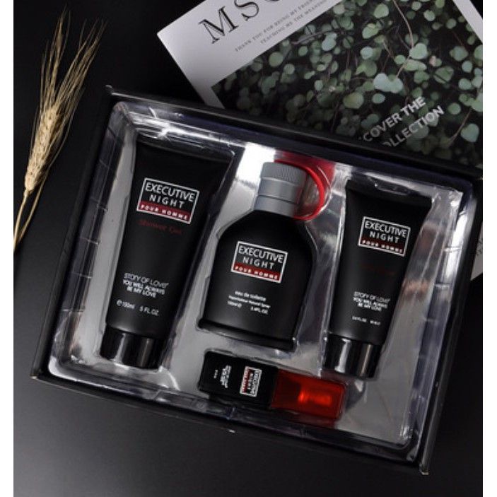 READY STOCK EXECUTIVE NIGHT MEN PERFUME GIFT SET 4IN1 LASTING FRAGRANCE ...
