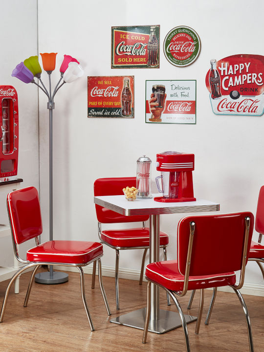 American Retro Diner Red Fast Food Chair Burger Shop Back Chair ...