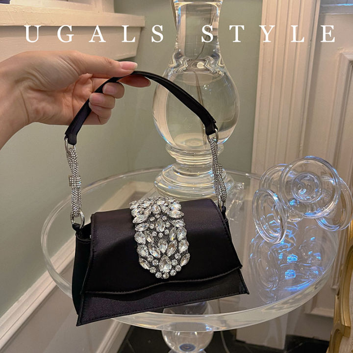 Ugals กระเป๋าทรงอานม้าทรงสี่เหลี่ยมคางหมูรูปพระจันทร์เสี้ยวเพชรแวววาว ...