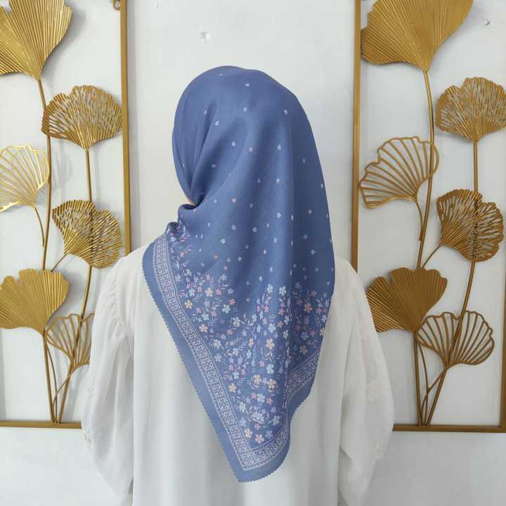 jilbab voal premium motif kembang bunga bunga hijab Segiempat Motif ...