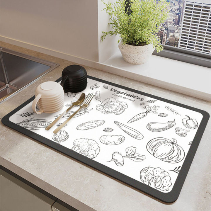 Kitchen Countertop Absorbent Pad Soft Diatom Mud Drainage Mat Dining ...