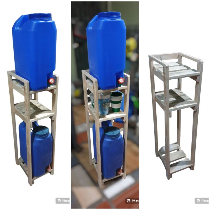 WOODEN MINERAL WATER RACK FOR 2 ROUND or RECTANGULAR GALLONS CONTAINERS ...