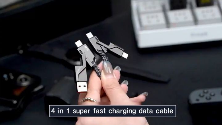 4 IN 1 Zinc Alloy Braided Fast Charging Data Cable Typec Double-Head PD ...