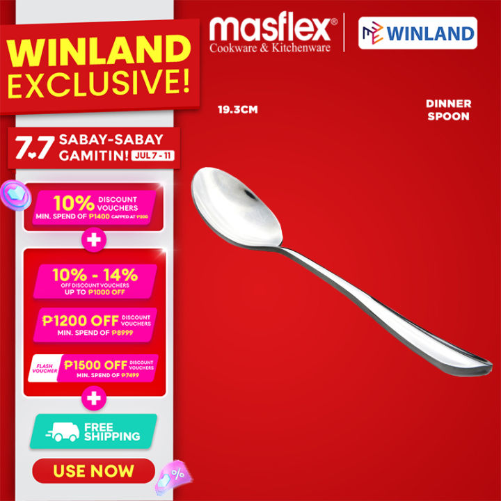 Masflex by Winland 19.3cm Stainless Steel Curve Dinner Spoon 4mm ...