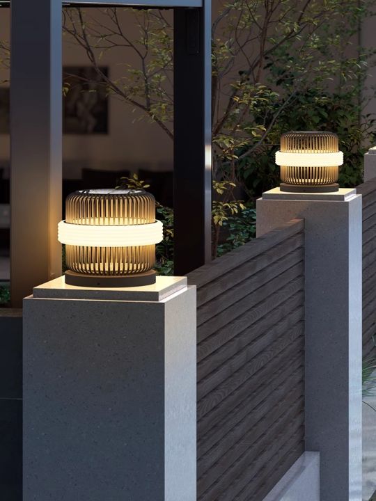Outdoor Waterproof Solar Garden Column Light Villa Entrance Gate Post ...