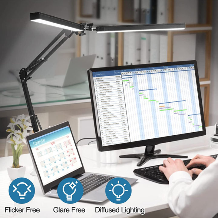 Yikubee LED Reading Desk Lamp，with 120Pcs LED Lights Adjustable 12W USB ...