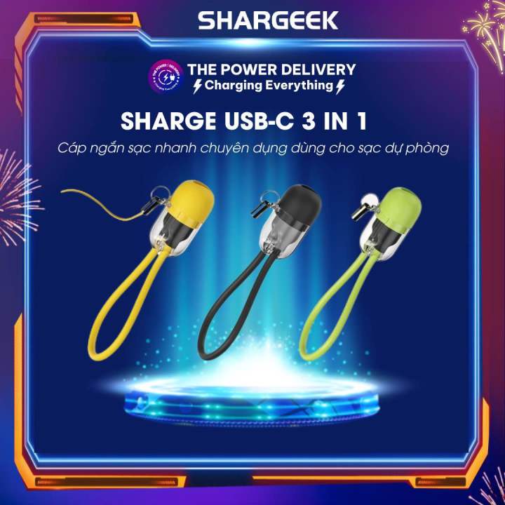 Cáp ngắn sạc nhanh Sharge 20cm tuỳ chỉnh đầu cáp chuyên dụng dùng cho ...