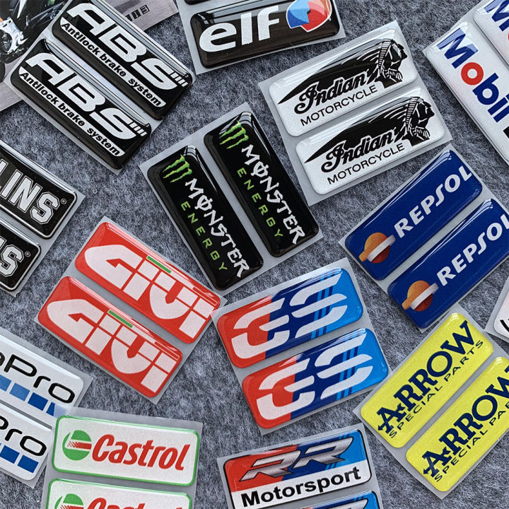 1 Pair of 3D Resin Gel Mini Stickers ARROW Gopro Castrol Repsol OHLINS ...