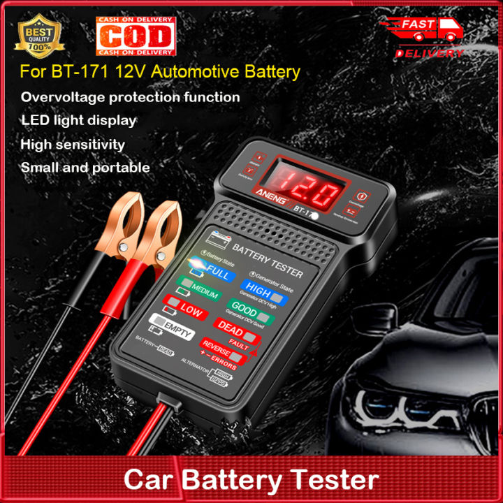 เครื่องทดสอบแบตเตอรี่รถ12V รถชาร์จ Circut ทดสอบเครื่องวิเคราะห์แบตเตอรี่เครื่องมือ BT-171 12V ...