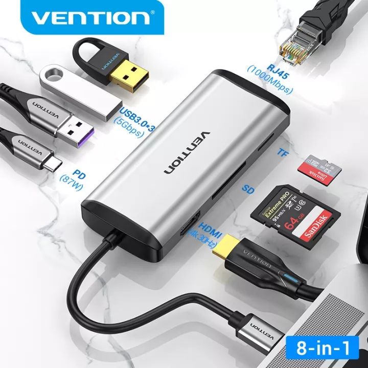 Vention USB 3.0 Type C Hub with HDMI RJ45 Network Port USB C Multiport ...