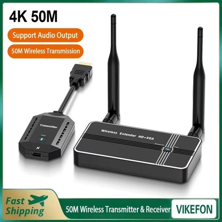 5G 4K 1080P 50M Wireless HDMI VGA Video Transmitter Receiver Extender ...