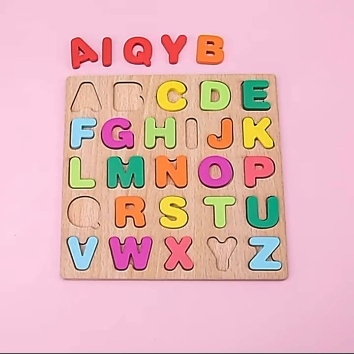 ABC Alphabet Digital Puzzle Wooden Toys Kid Number Letter shape ...