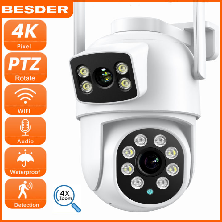 BESDER CCTV Camera 4K 8MP WIFI Camera Dual Lens Dual Screen 4X Digital ...