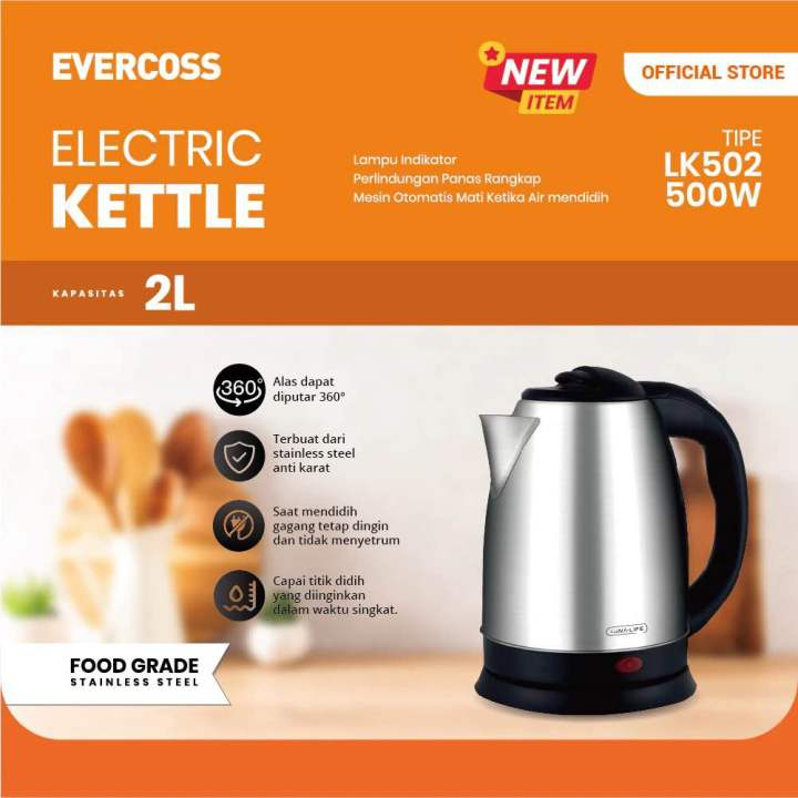 LUNA LIFE LK-502W KETTLE LISTRIK 2 LITER BODY STAINLESS SNI DAN BERGARANSI RESMI 1 TAHUN ...