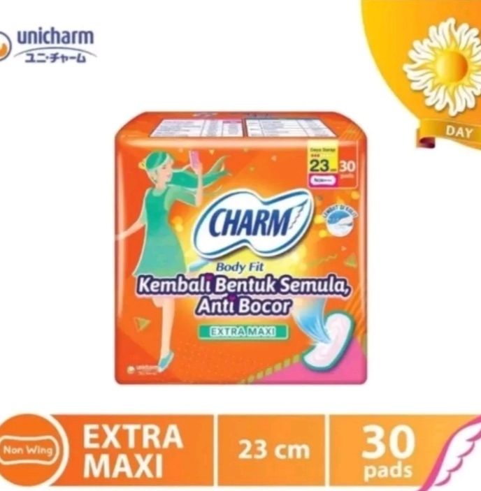 Charm Body Fit Extra Maxy Non Wing Isi 30 pads Softex Pembalut Wanita ...